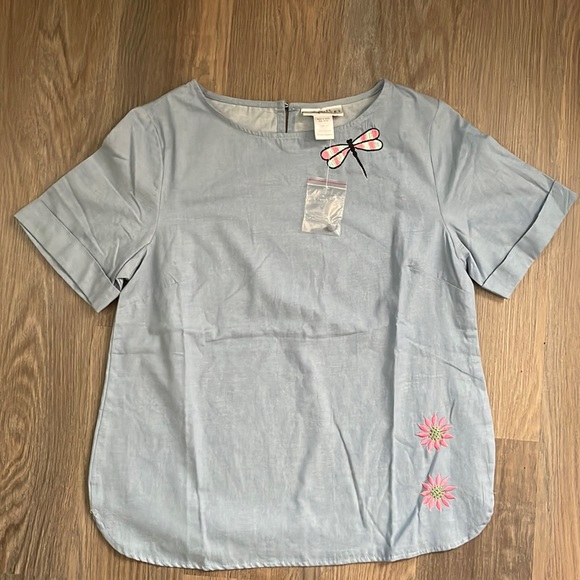 Vintage | Tops | Vintage Short Sleeve Button Back Blouse With Flower ...